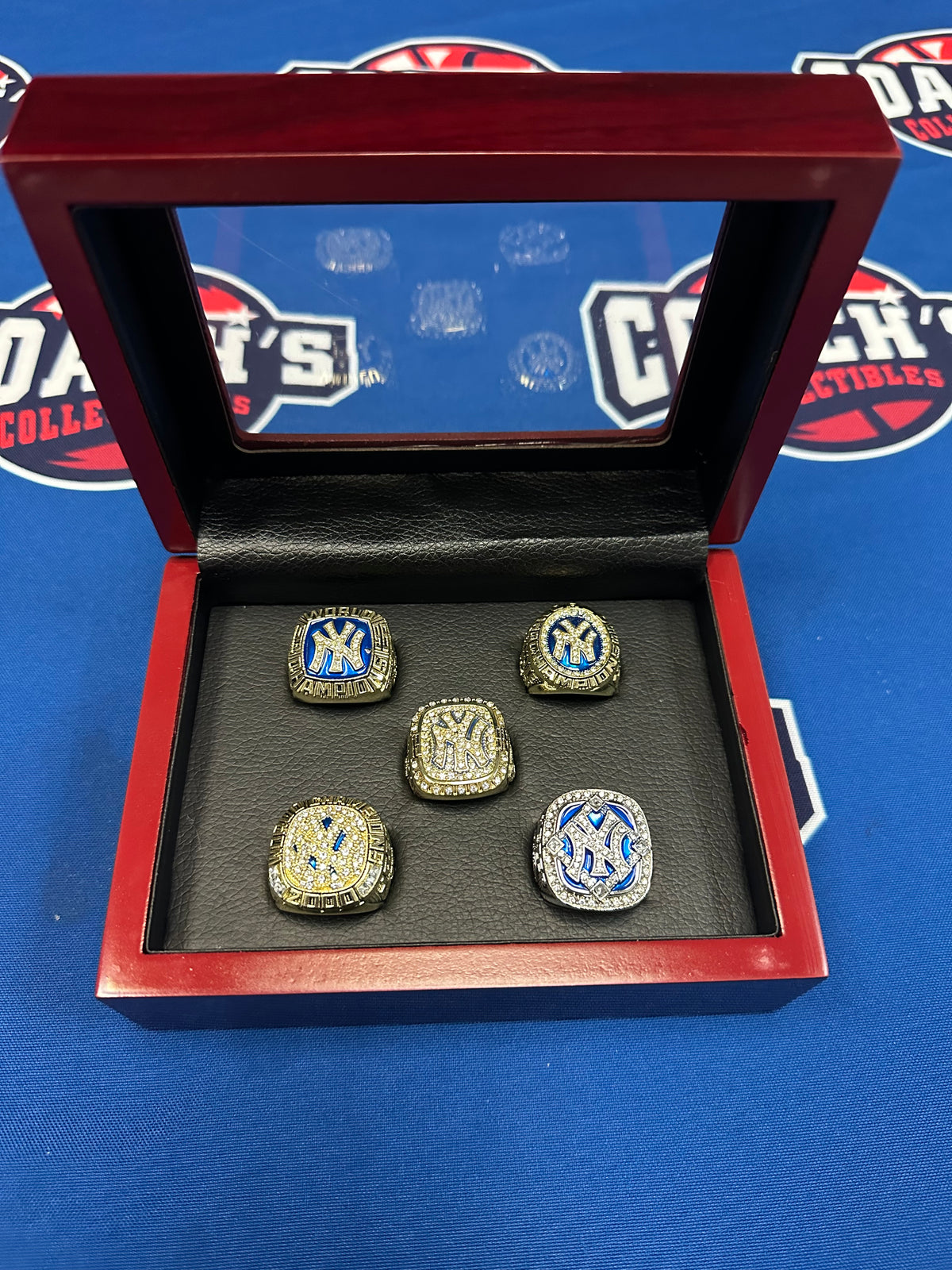 NY Yankees Core Four 5pc Replica World Series Ring Set w/ Display Box ...